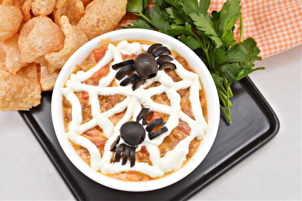 Keto Spider Web Dip - Easy Halloween Snack or Appetizer