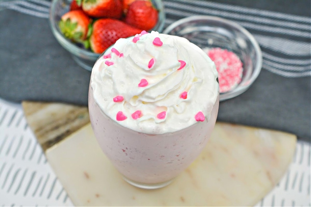 Keto Strawberry Valentine's Day Milkshake - Only 4 Net Carbs