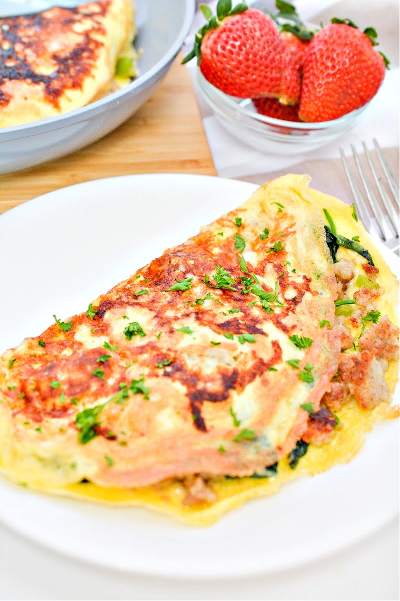Keto Inside Out Omelette With Sausage And Peppers