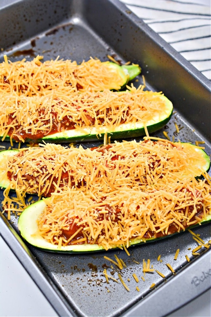 Keto Chili Cheese Dog Zucchini Boats